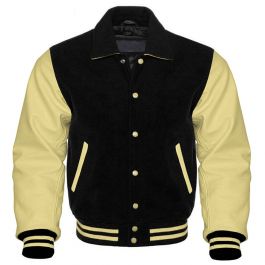 Black And Cream Retro Letterman Jacket | Custom Black And Cream Retro ...