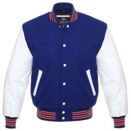 Blue And White Varsity Jacket Kids | Saida Gear
