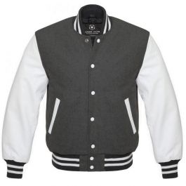 Grey And White Varsity Jacket | Custom Grey And White Varsity Jacket