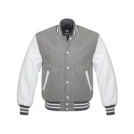 Grey And White Varsity Jacket Kids | Saida Gear