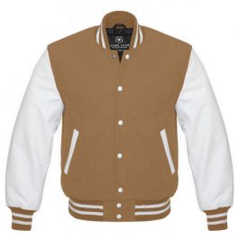 Khaki And White Varsity Jacket Kids | Custom Khaki And White Varsity ...