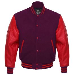 Fashionable Maroon And Red Varsity Jacket | Saida Gear