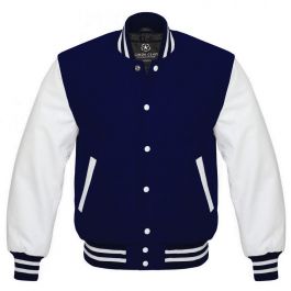 Navy Blue And White Letterman Jacket Women | Custom Navy Blue And White ...