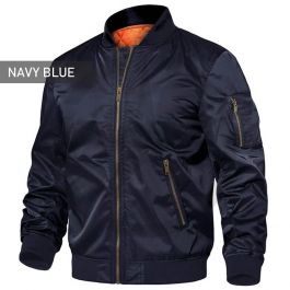 Navy Blue Bomber Jacket | Custom Navy Blue Bomber Jacket | Saida Gear