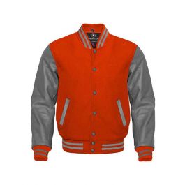 Premium Quality Orange And Grey Varsity Jacket | Saida Gear