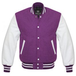 Purple And White Varsity Jacket Women | Custom Purple And White Varsity ...