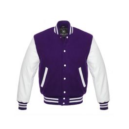 Stylish Purple And White Letterman Jacket | Saida Gear
