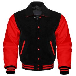 Kids Red And Black Retro Varsity Jacket | Custom Kids Red And Black ...
