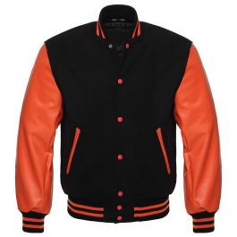 Orange And Black Letterman Jacket | Custom Orange And Black Letterman ...